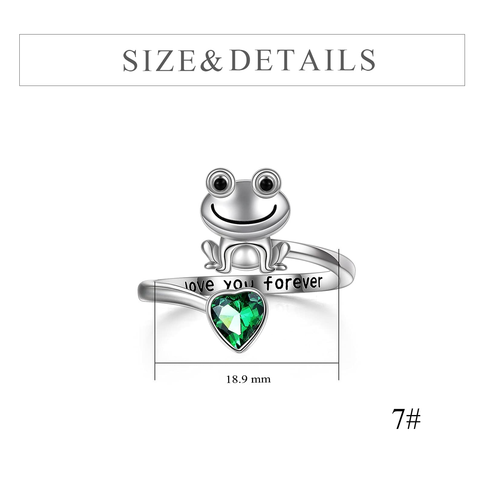 POPLYKE Frog Rings for Women Sterling Silver Frog Hold Green Heart CZ Rings Frog Jewelry (green)