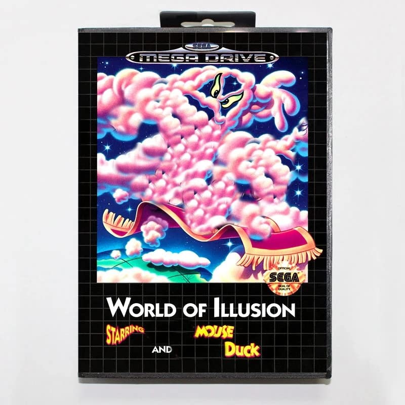 Video Game 16 Bit Sega MD Game Cartridge - World Of illusion Sticker Card For MegaDrive For Genesis System With Retail Box ( JAP SHELL )