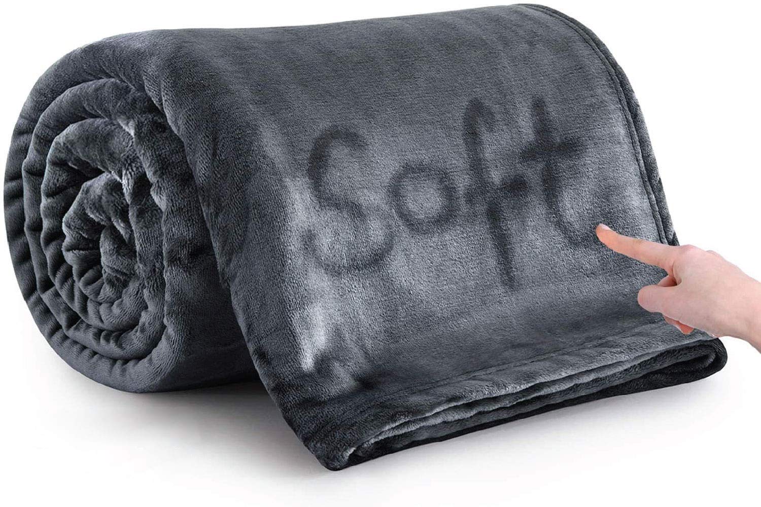 MOONLIGHT20015 Fleece Blanket Twin Size - Super Soft Cool Fuzzy Dark Grey Throw Blanket for Couch and Sofa - Lightweight Luxury 400 GSM Microfiber Fluffy Bed Blankets and Throws, 60 x 80 Inches (Twin)