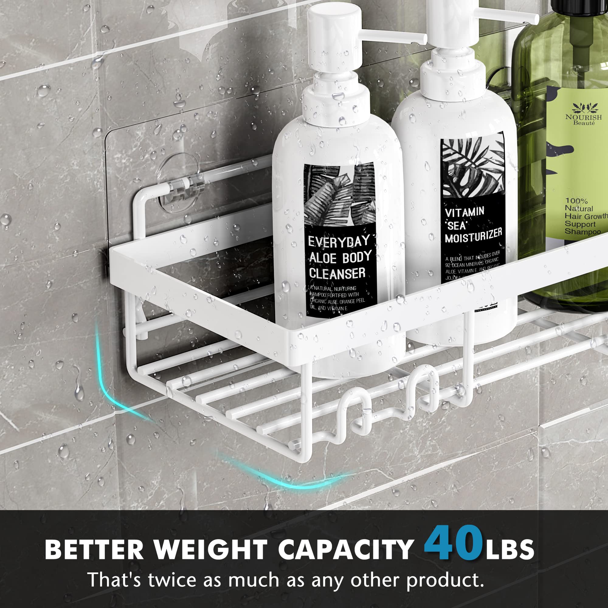 Moforoco Shower Caddy Shelf Organizer Rack, Self Adhesive Black Bathroom Shelves Basket, Home Farmhouse Wall Inside Organization and Storage Decor Rv Accessories, First Camper Apartment Essentials