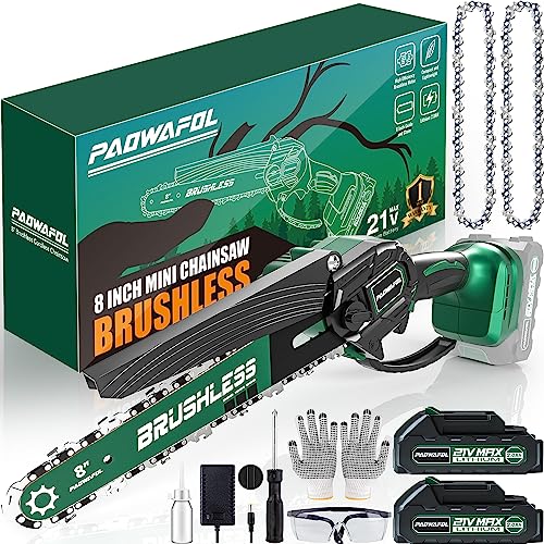 Mini Chainsaw Cordless 6-Inch, Handheld Small Power Chain Saws Battery Power Operated Electric Hand Mini Chain Saw Portable Pruning Shears for Branches, Strong Power-operated Tools Lawn Garden Edgers