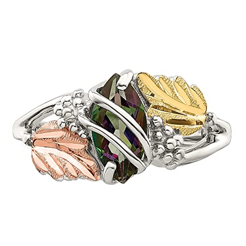 Mt. Rushmore Black Hills 925 Sterling Silver Gold Mystic Fire Topaz Flower Ring Gemstone Band Size 7