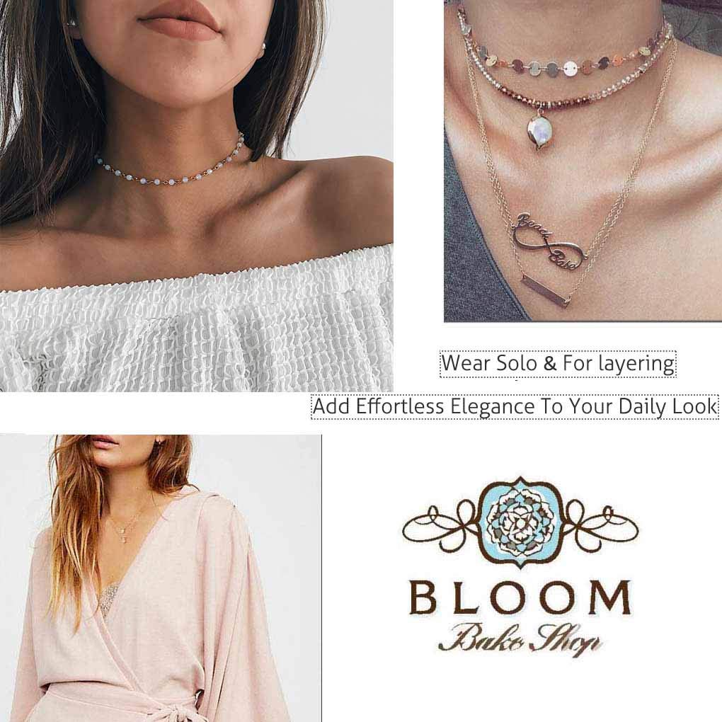 Olbye Tiny Rainbow Moonstone Necklace Choker Minimalist Gold Necklace for Women Necklace Everyday Jewelry