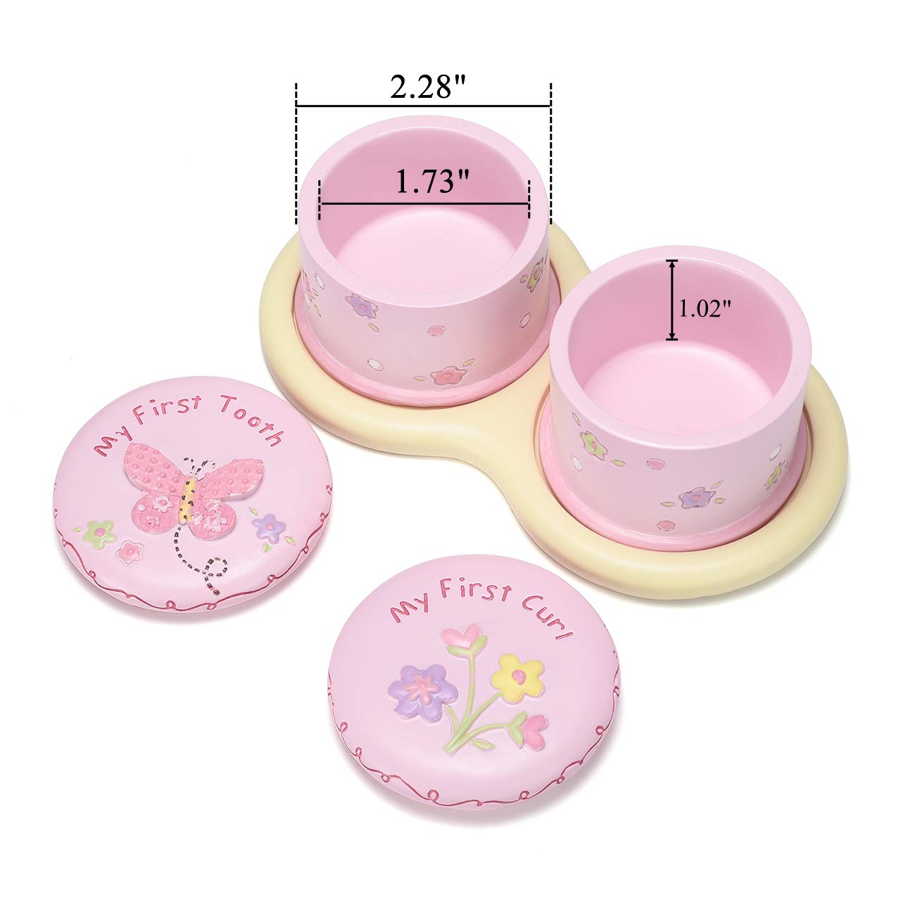 Mogoko Cute Child Tooth Box, Baby First Tooth and Curl Keepsake Boxes Set, Kids Teeth Fairy Holder for Boy or Girl (Pink)