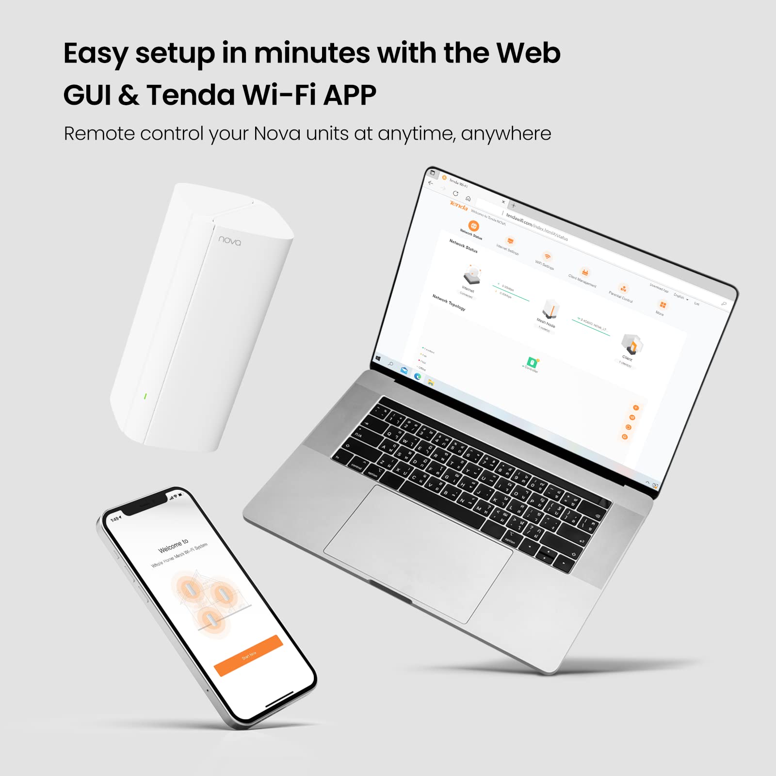 Tenda AX1800 Mesh WiFi 6 System Nova MX6-6000 Sq.Ft WiFi Coverage - Whole Home WiFi Mesh System - 1.5 GHz Quad-Core CPU - Dual-Band Mesh Network for 160+ Devices - 3 Gigabit Ports per Unit - 3-Pack