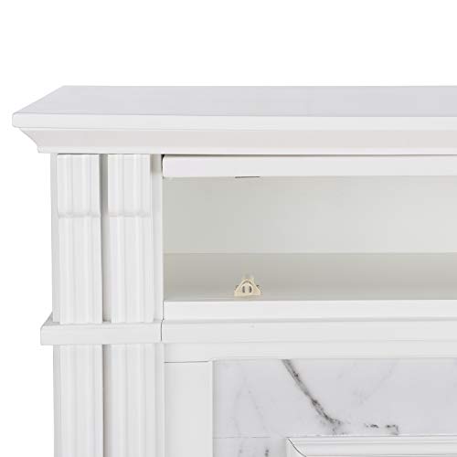 SEI FURNITURE Highgate Faux Cararra Marble Electric Media fireplace, White.