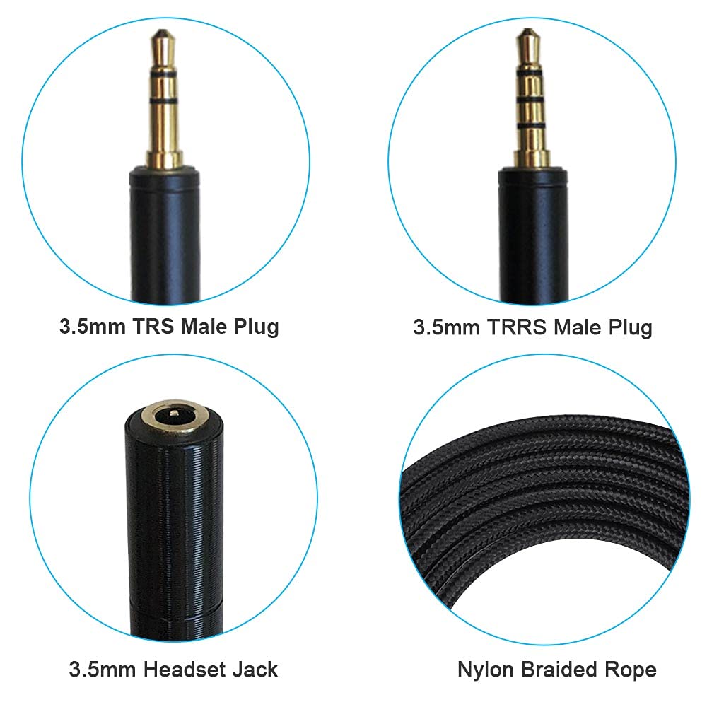 QJYTH Chat Link Cable Compatible with Elgato HD60,HD60S,HD60Pro, Party Chat Link Audio Adapter Cable Fit for PS4, PS5, Xbox One Chat Wire 2.0 M