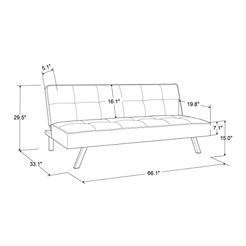 Serta Rane Vegan Leather Futon, Red