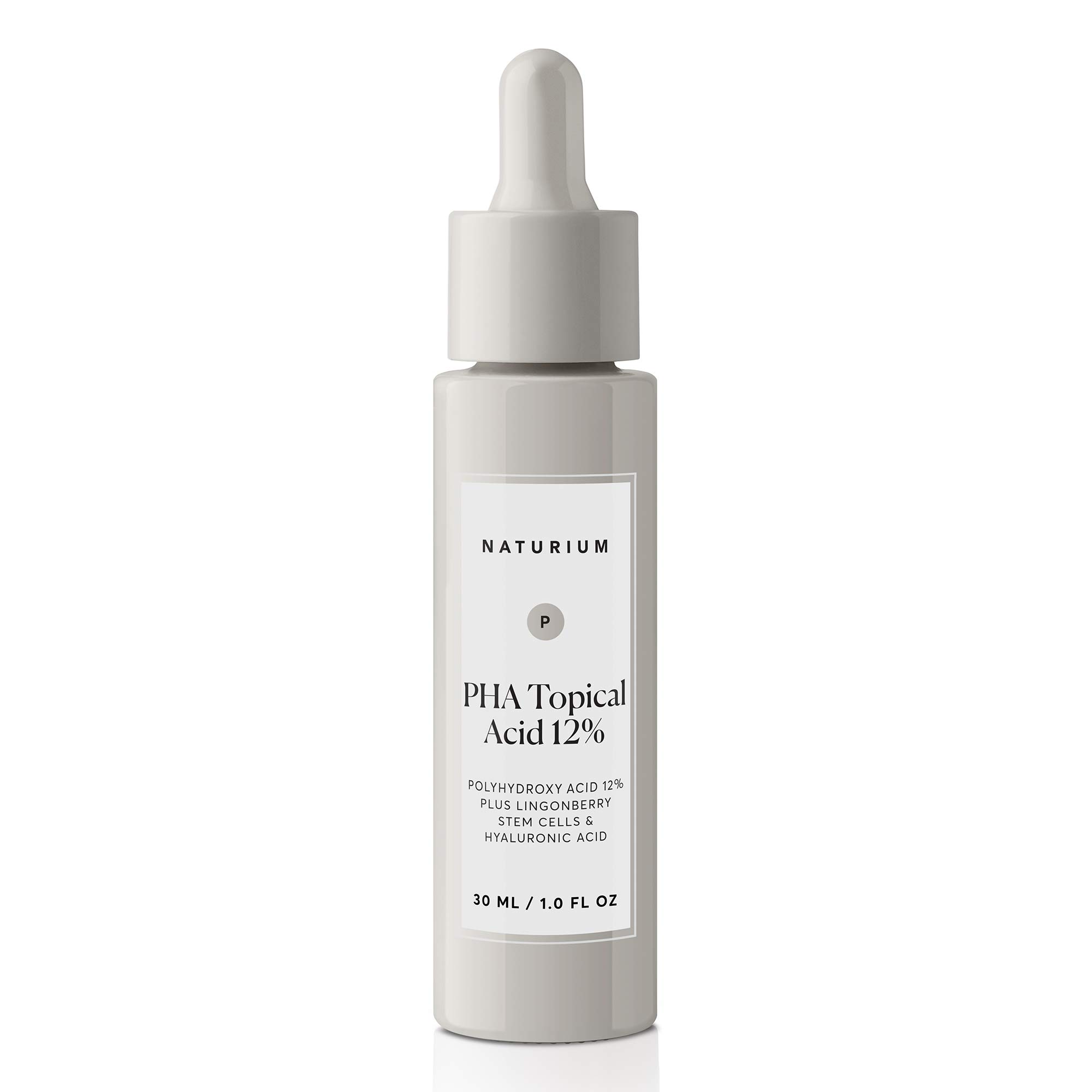 Naturium PHA Topical Acid 12%, Plus Lingonberry Stem Cells & Hyaluronic Acid, Anti-Aging Skin Treatment, 1.0 oz