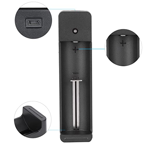 Vifemify Battery Charger, Black PC Universal Single Slot USB Battery Charger Adapter LED Intelligent Charging for Li ion Cell18650 26650 14500 Etc