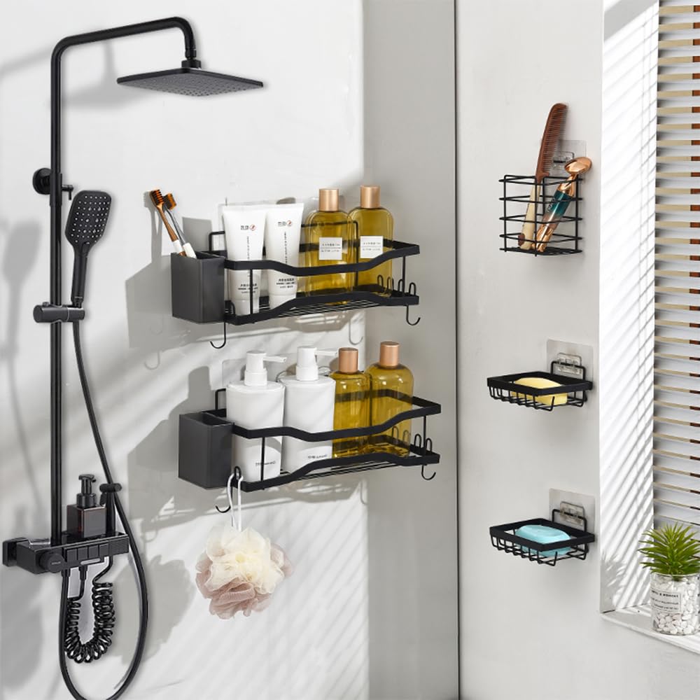 ZUIKEMX Shower Caddy, No Drilling Bathroom Organizers and Storage Racks, Rustproof, Large Capacity, Self Adhesive Shower Shelves for Bathroom Storage Organization, Home Decor, Kitchen