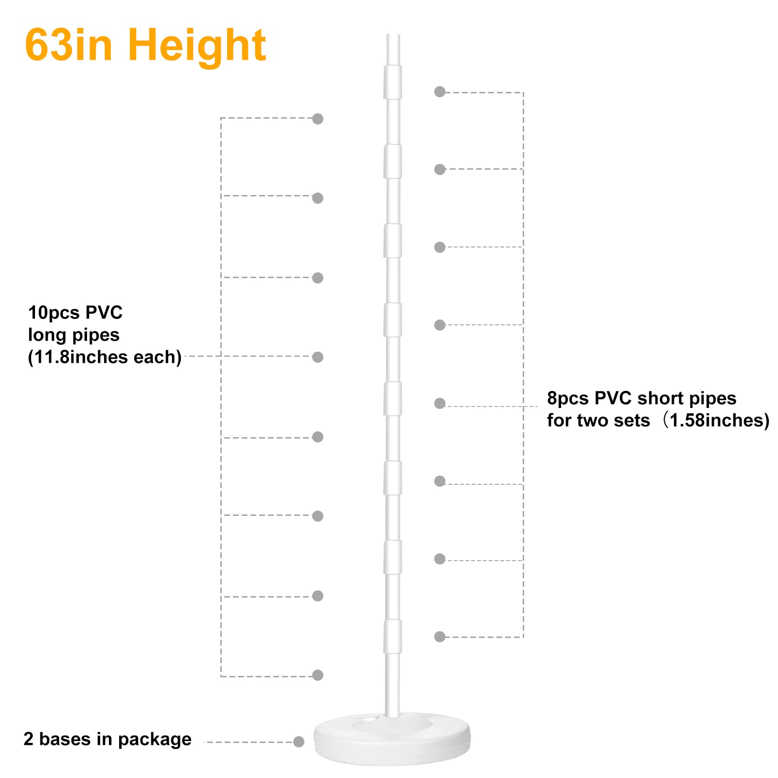 RUBFAC Table Balloon Arch Stand Kit for Wedding, Party, Graduation, Birthday, Photo Booth Decorations - 63 Inches, 2 Count