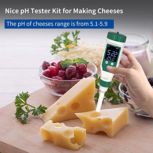 Yewhick Bluetooth Food pH Meter, Digital pH Meter for Food High Accuracy Waterproof Food pH Tester with ATC for Sourdough and Bread Canning, Meat, Cheese, Solid Samples, and Water