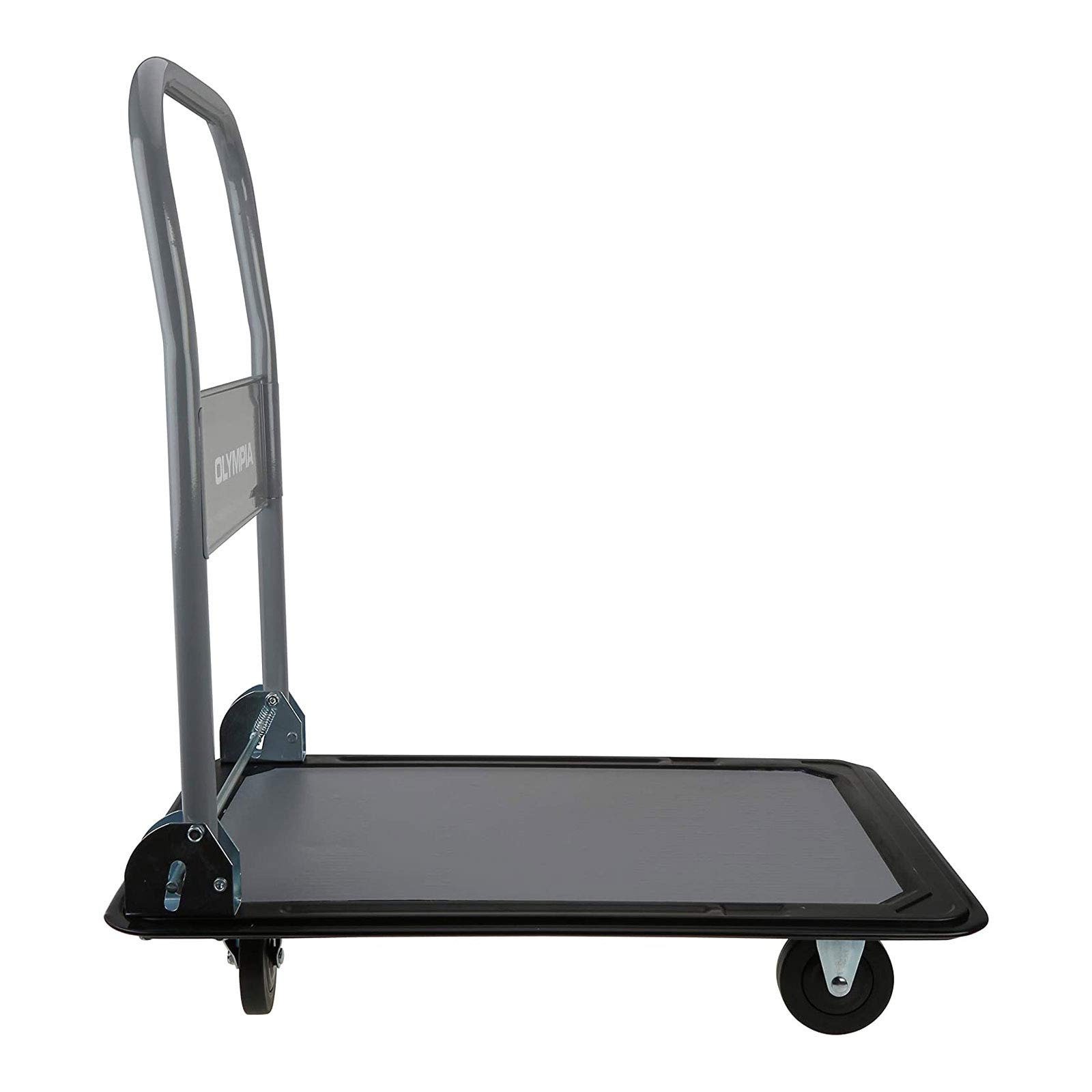 Olympia Tools Foldable Push Cart Dolly - 330 Lb. Capacity Heavy Duty Platform Truck with 360° Swivel Wheels (Gray/Black)