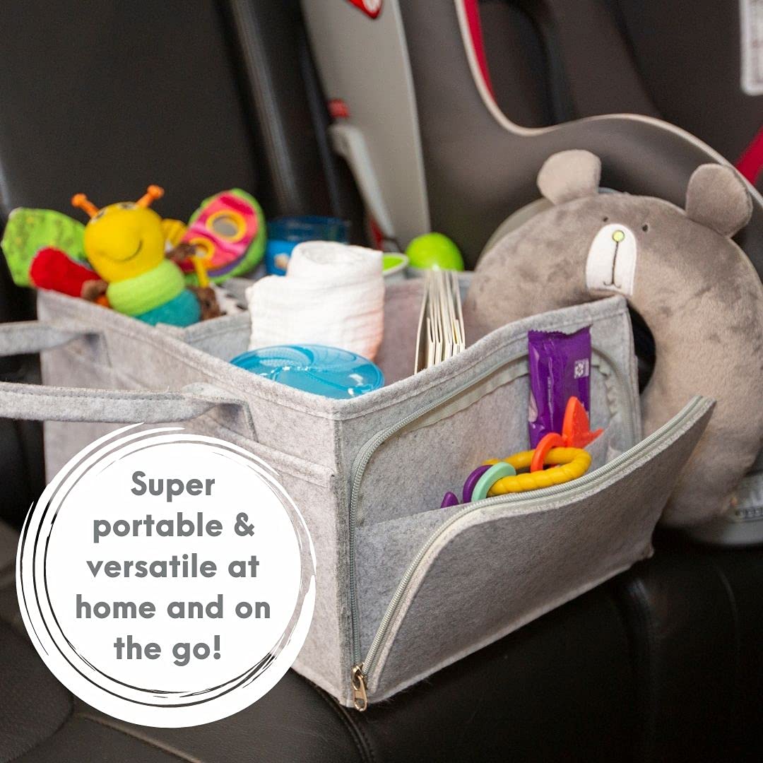 MOM CODE Diaper Caddy Organizer - Parenting Made Easy - Large Portable Diaper Organizer to Store All Baby’s Nursery Essentials To Go - Baby Diaper Caddy Organizer Bag With Zipper Pocket