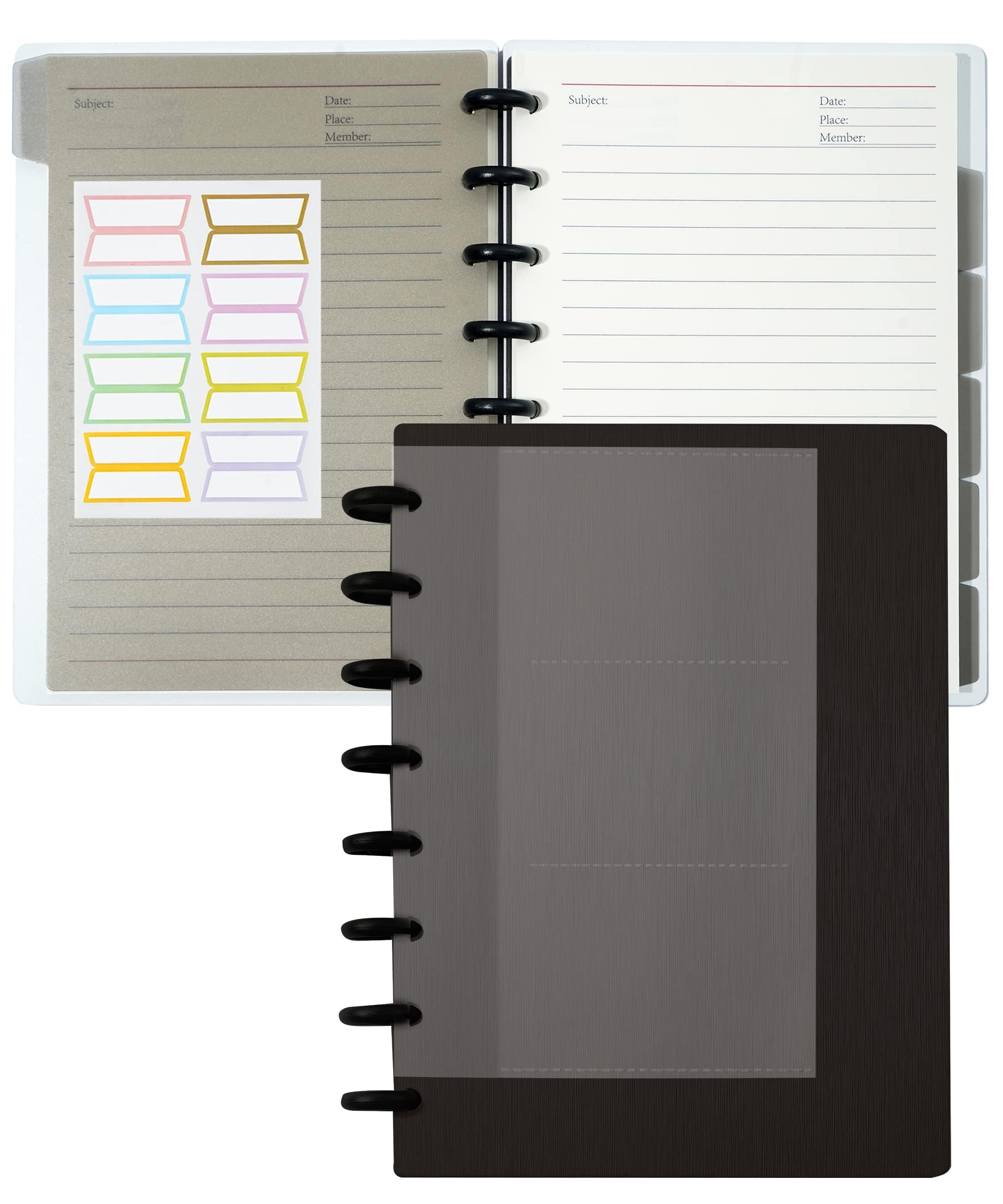 Yoment Discbound Notebook Refillable 5 Subject Notebook(9in x 12in) Customizable Spiral Journal with Removable Pages 120 Disc Planner with Dividers & 12 Tabs for Work Meeting School, Pink