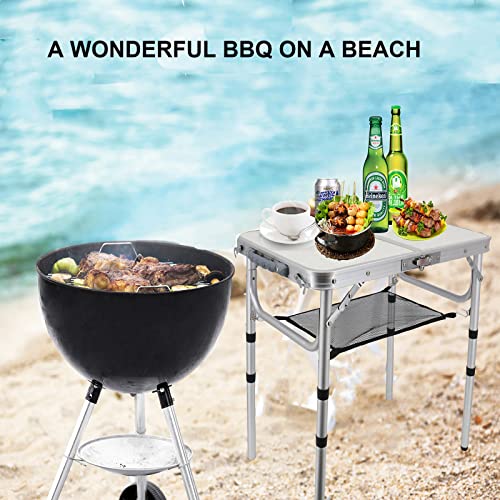 SearQing Portable Folding Table, 3 Adjustable Height Foldable Camping Table with Carrying Bag for Camping Picnic, Beach, RV, Shower, Backyard 24in x 16 in