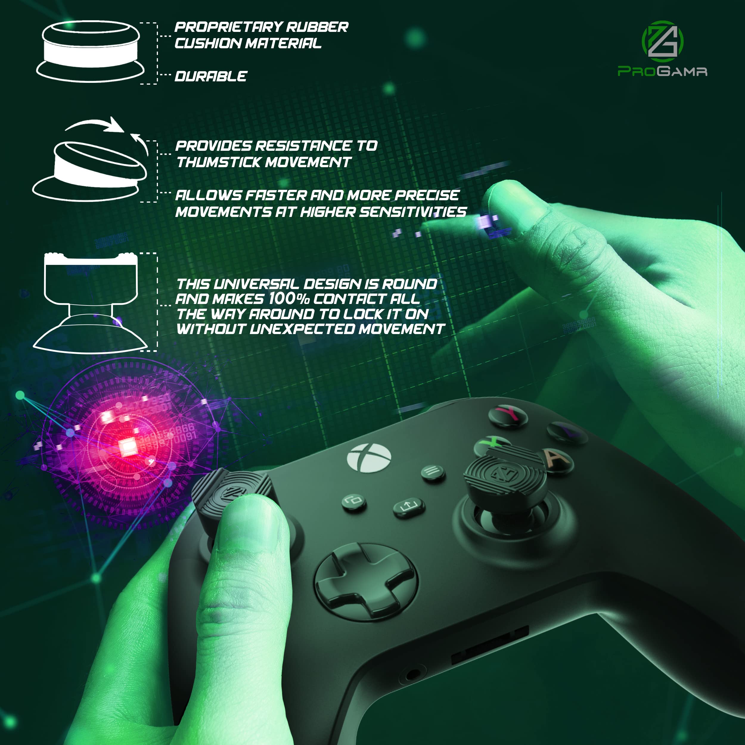 ProGAMR Xbox Controller Thumb Grips - 4 Pcs, Xbox Thumb Grips for Xbox Series X & S & One Controller Analog Sticks, Textured Grip, Pro Performance Thumbsticks for Precision and Improved Aim