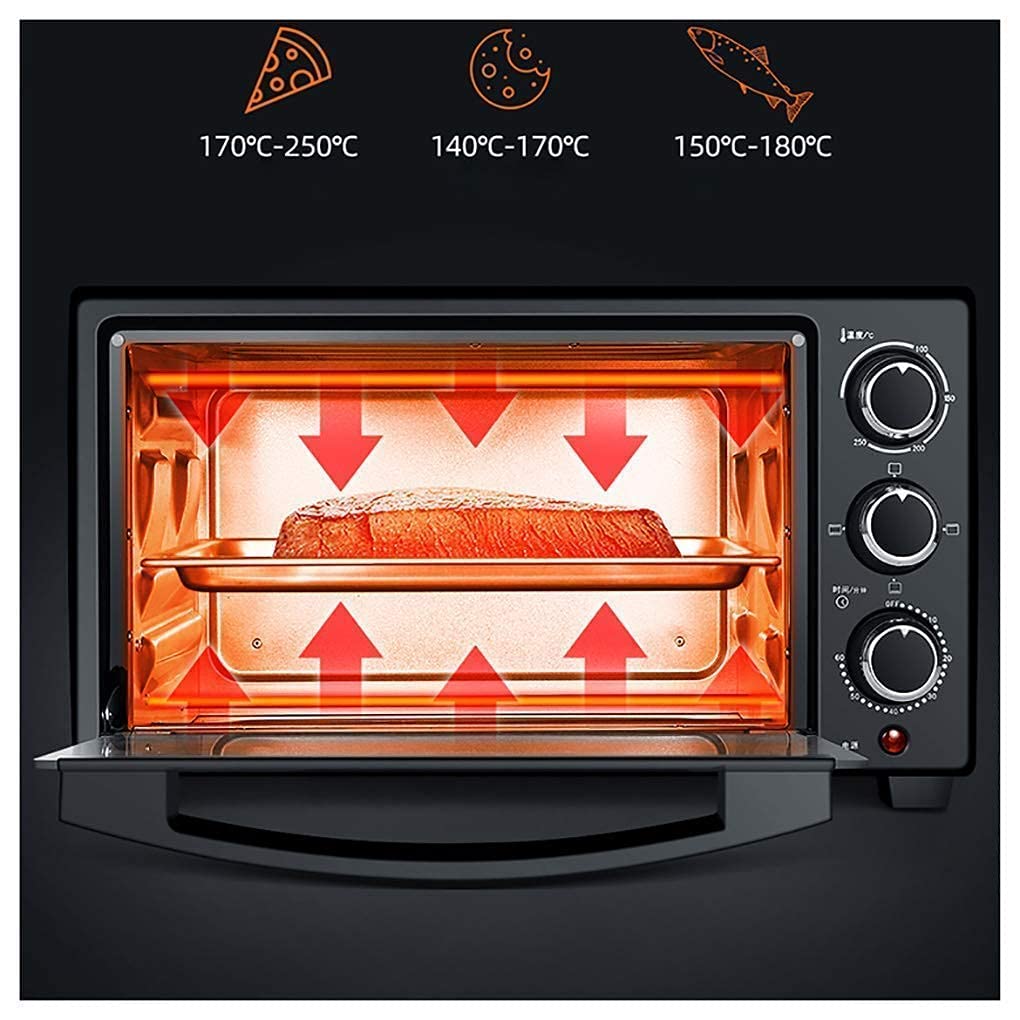 Mini Oven 23 L,Electric Oven 1300 W Adjustable Temperature 70-250 ℃ and 60 Minutes Timer with 3 Heating Functions for Baking Cooking Grill (Pink)