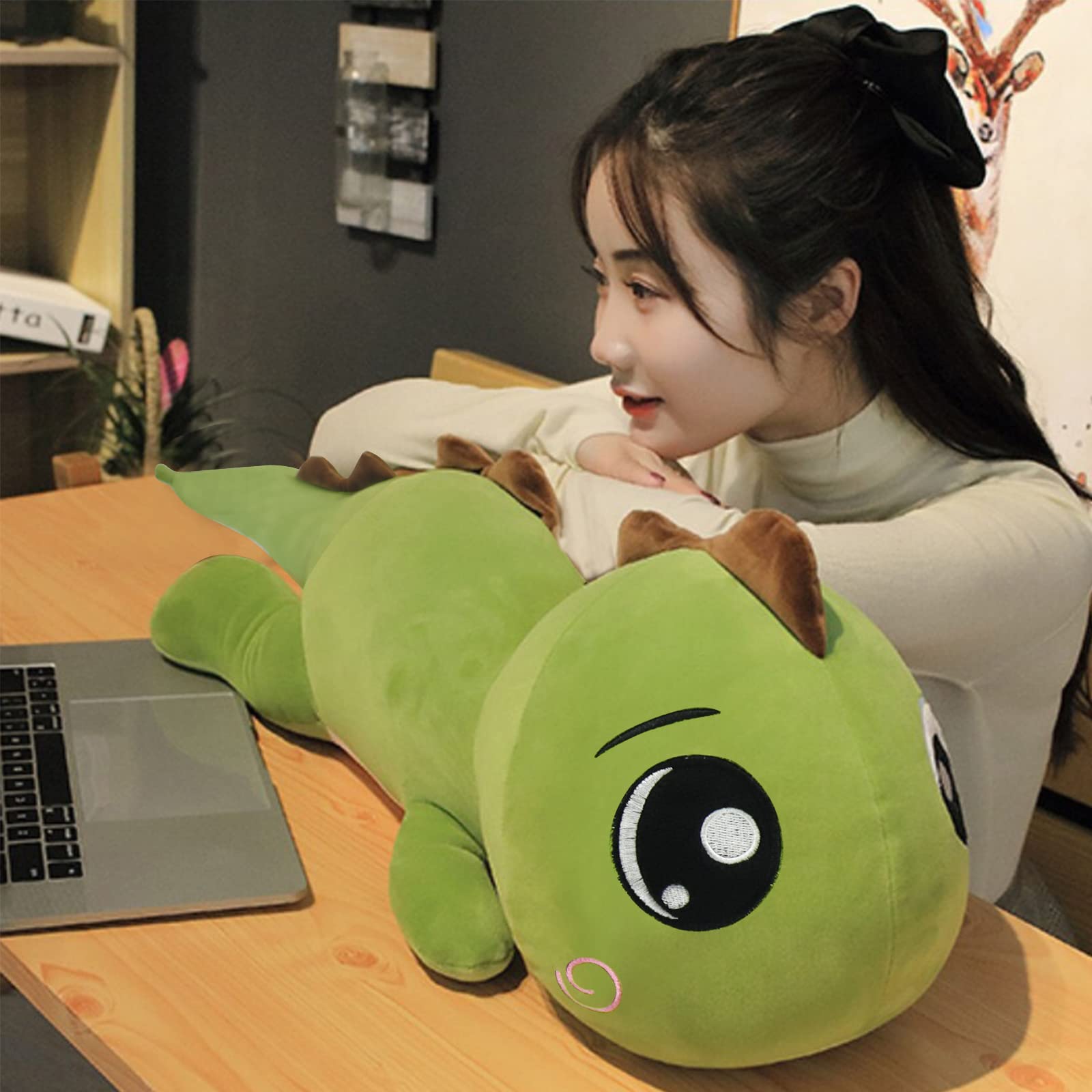 waypool 2LB Weighted Dinosaur Plush Weighted Stuffed Animals Cute Dinosaur Plushies Toys Dolls Throw Pillows for Christmas (Green, 23.6")