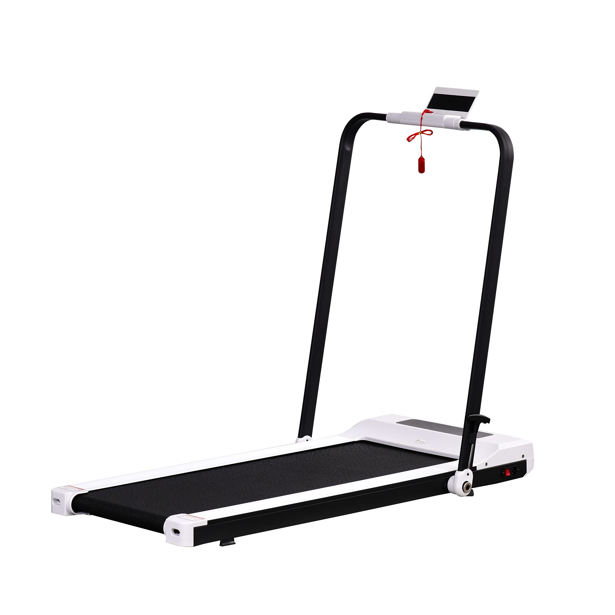 Soozier Folding Electric Treadmill, Low-Noise Walking, Jogging, Running Machine with 6.2 MPH Speed, LED Display and Remote Control for Home Gym Workouts, White