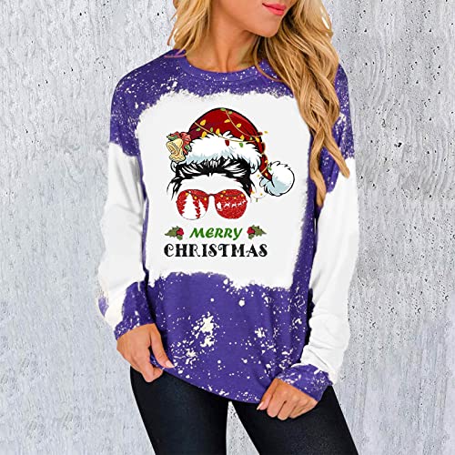 Womens Long Sleeve Christmas 3D Print Pullover Fashion Round Neck Tops Autumn and Winter Cute Sweatshirt