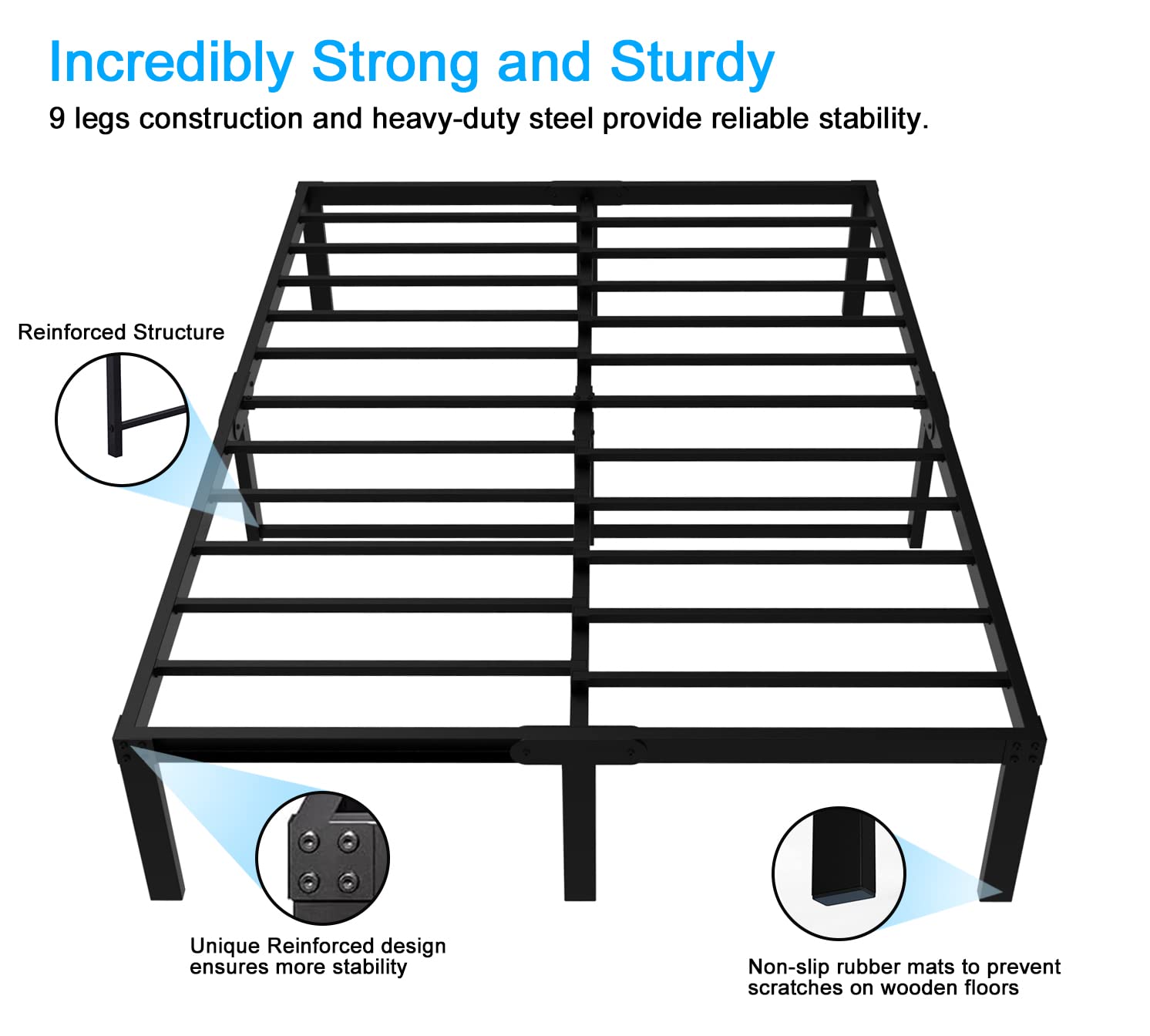 MOLATIN 14 Inch Metal Bed Frame,Heavy Duty Metal Platform Bed Frame, Easy Assembly,Sturdy Steel Frame, No Box Spring Needed,Full,Black