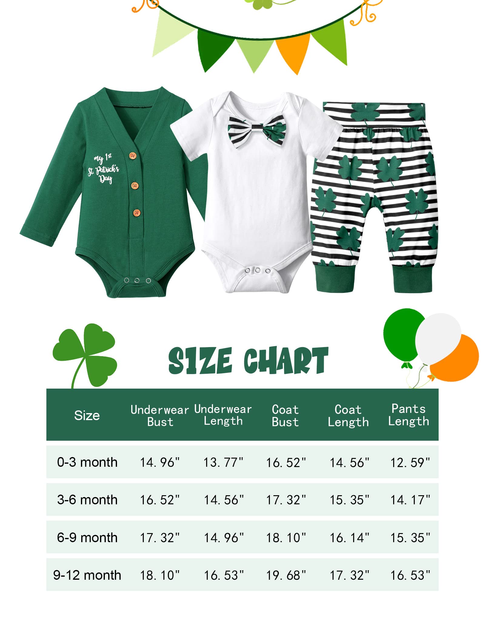 WIQI my first St. Patrick's Day baby boy outfit white short sleeve shirt trousers St. Patrick's Day baby boy clothes