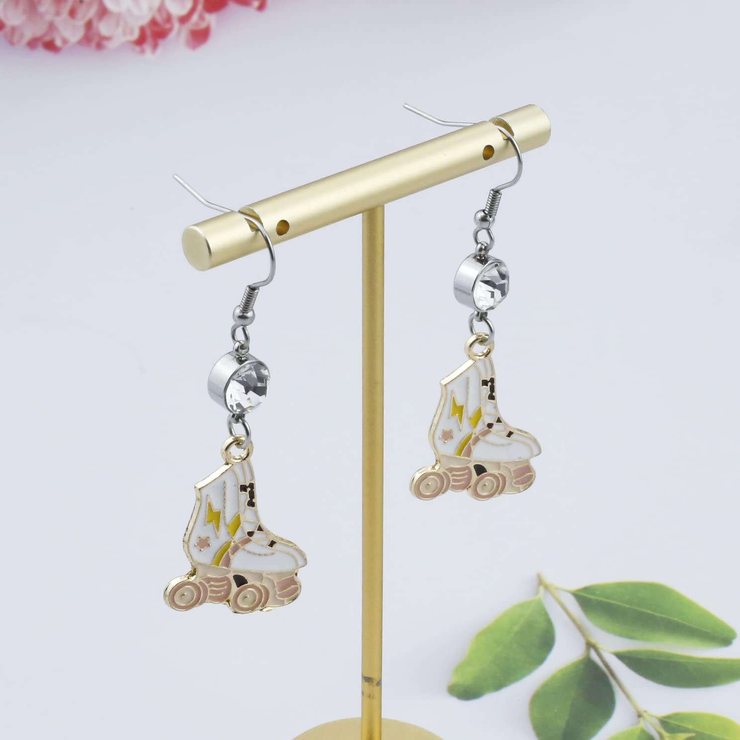 NC Roller Skate with Birthstone Earrings Athletic Earrings Roller Skate Charm Jewelry Roller Derby Team Gifts Roller Lovers Gifts (Roller Ear)