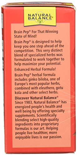 Natural Balance Brain Pep | Brain Function Supplement with Ginkgo Biloba, Kola Nut | Helps Support Improved Memory, Focus & Mental Clarity | 60 Capsules