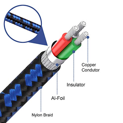 NC XQIN TRS Cable 1/4 to 1/4 Audio Cable,Quarter Inch Cable 1/4 inch Cable Balanced Stereo Audio Cable Nylon Braid - 15FT