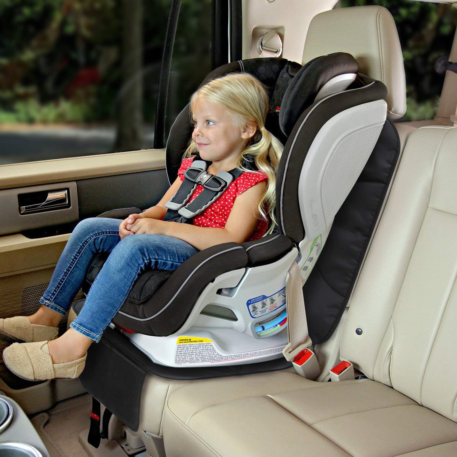 omotor 4PCS Car Seat Protector Set Tablet Holder Kick Mat Cover Car Backseat Organizer for Kid & Toddlers Baby Carseat Cover (2 Sets)