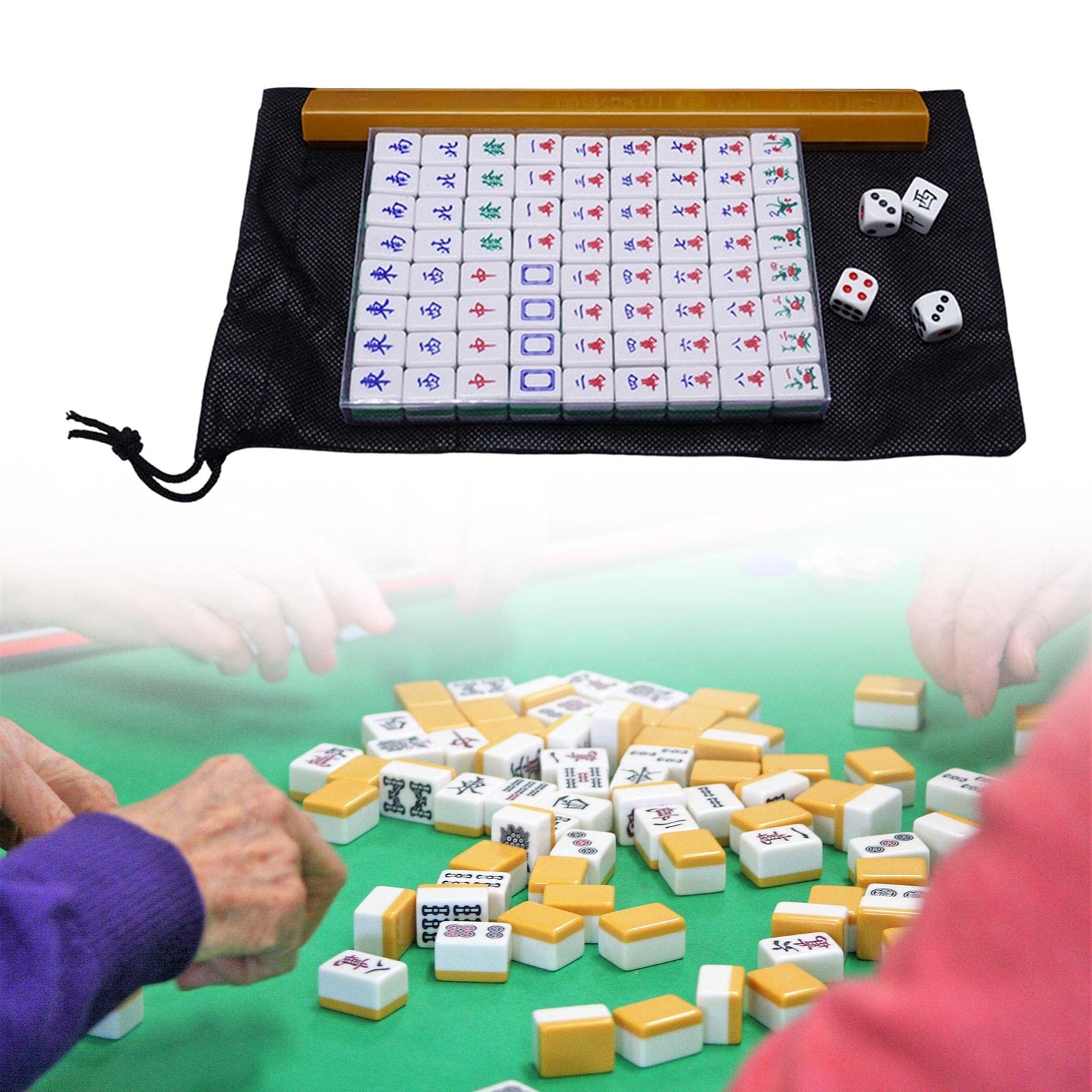Vaveren Traditional Chinese Mahjong Game Set Chinese Version Game, Board Game Classic Tiles Games for Chinese Game Play Birthday Gifts