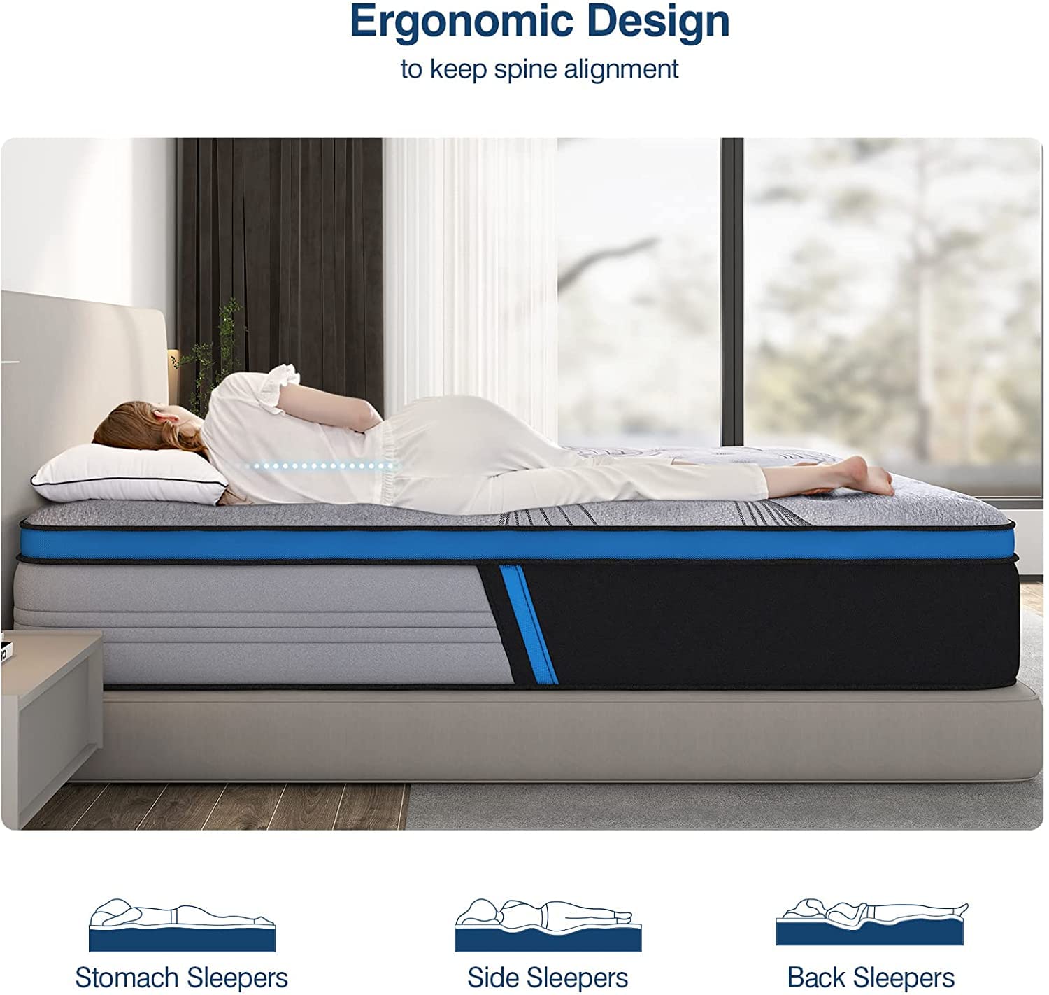 Queen Mattress, Avenco Queen Size Mattress Medium Firm, 12 Inch Hybrid Queen Mattress in a Box, Gel Memory Foam with Pocket Spring for Motion Isolation, Edge Support, CertiPUR-US & ISPA