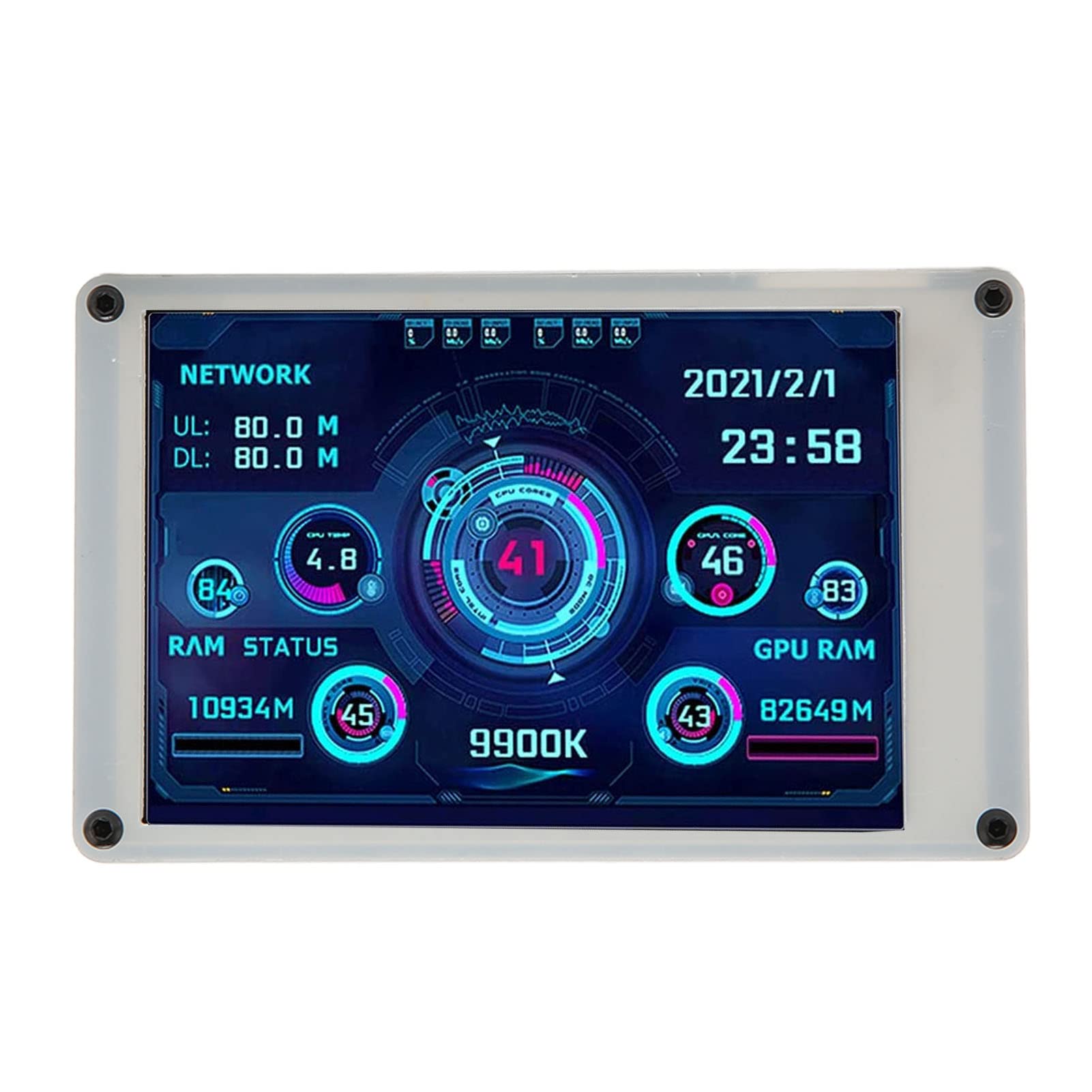Zyyini 3.5 inch IPS USB Mini Screen, Computer Temp Monitor with Dimmable Theme Editor, PC CPU RAM HDD Data Monitor, Auto Off for GPU