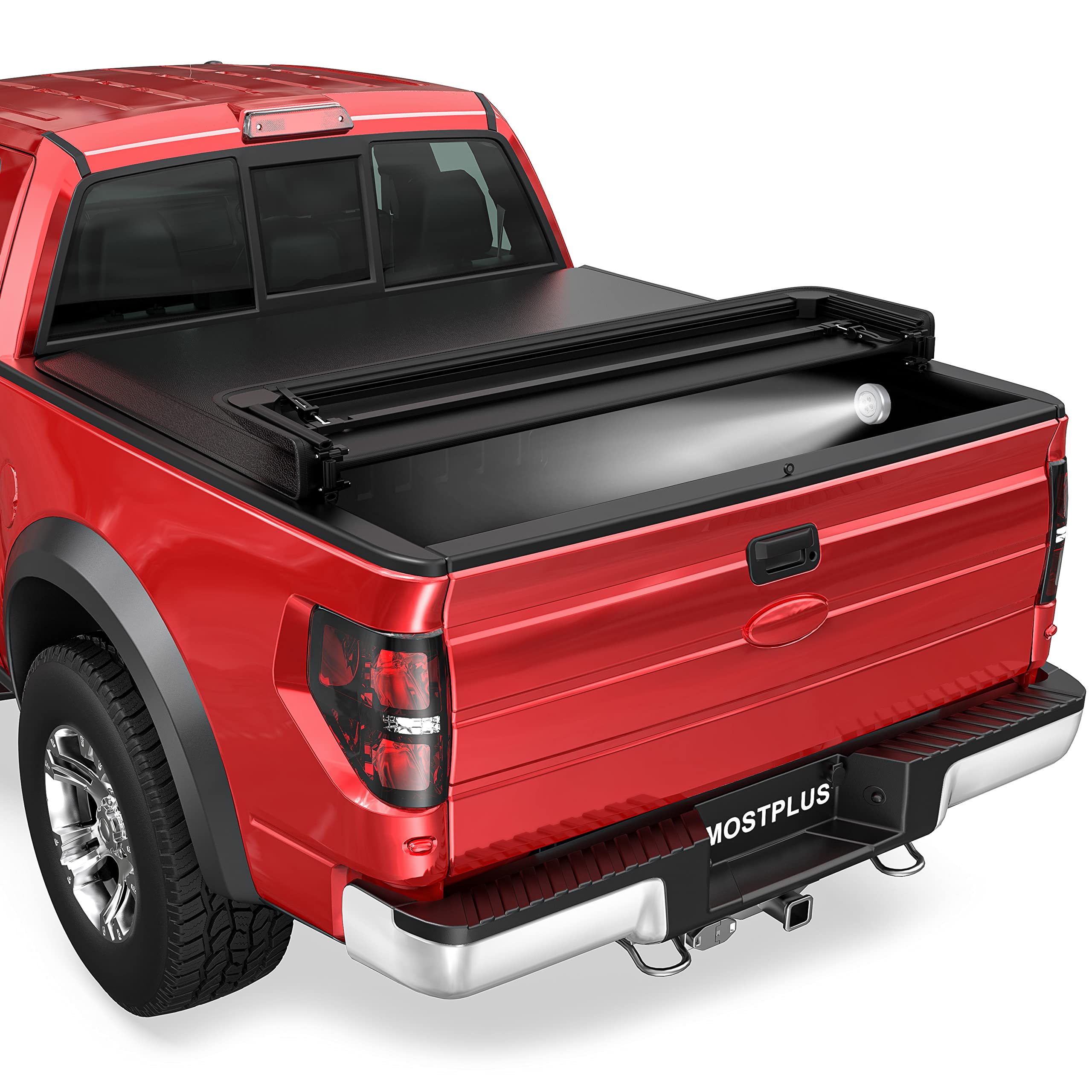 MOSTPLUS Quad 4-Fold 6.5 FT Soft Fold Truck Bed Tonneau Cover Compatible for 2009-2014 Ford F150 F-150 Styleside Fourth Fold (Excl Raptor Series) Without Utility Track System