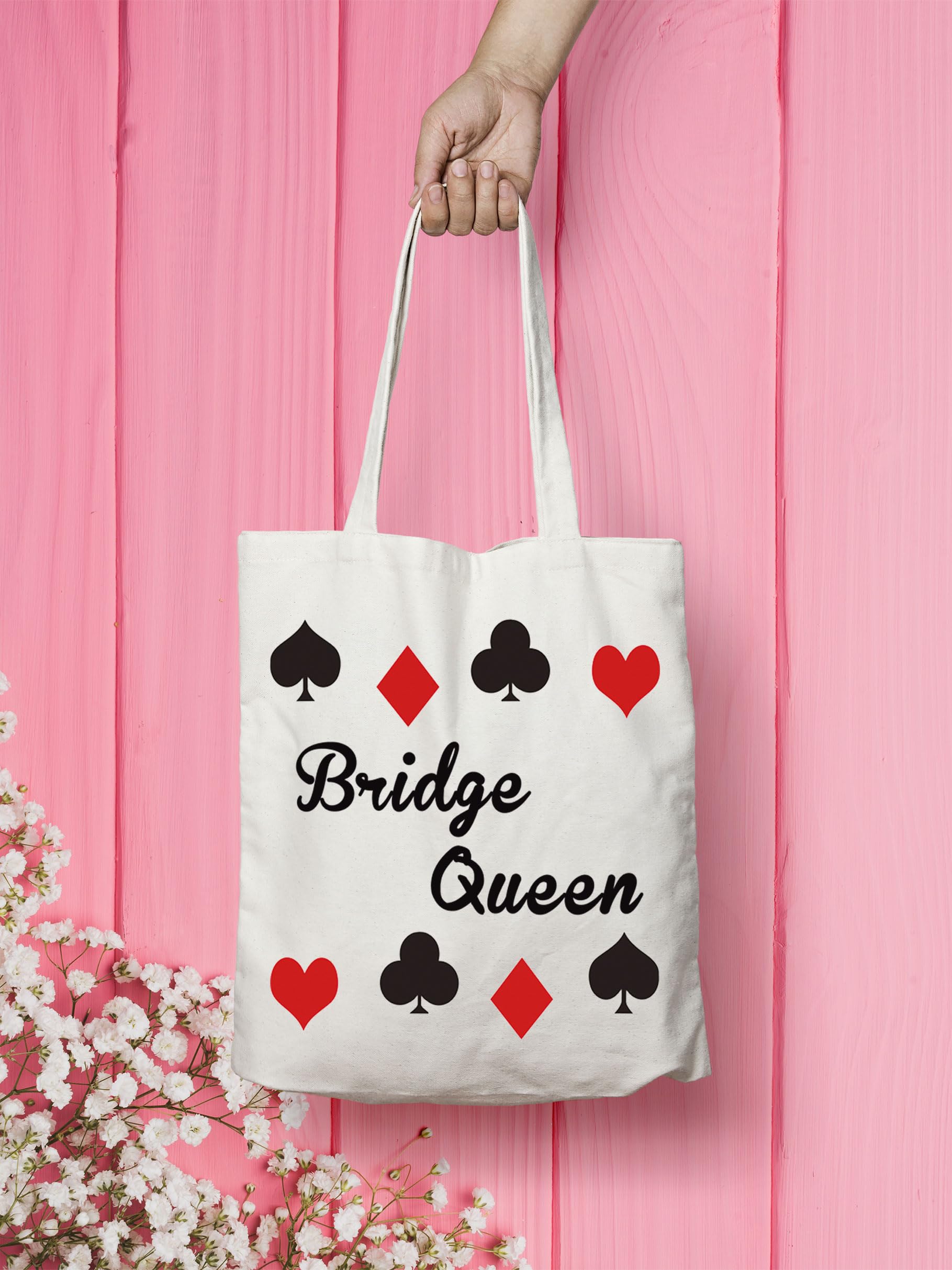 VAMSII Bridge Players Tote Bag Bridge Queen Shoulder Bag Bridge Card Gifts for Bridge Players Bridge Lovers Gift (Bridge Queen Tote)