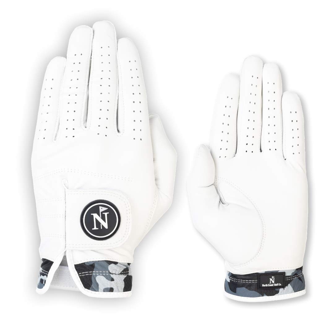 North Coast Golf Co.- Men's Premium Golf Glove, Pure Cabretta Leather (Left Hand Men's Large, Camo)