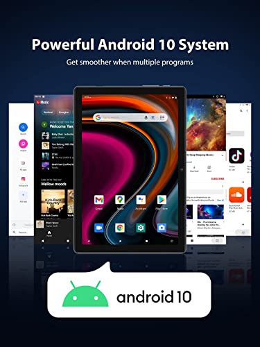 YUMKEM 10 inch Octa Core Tablet, 4GB RAM 64GB Storage, Android Tablet with Keyboard and Tablet Case, 10.1” IPS HD Display, Android OS, 6000 mAh Battery, Bluetooth, 5G Wi-Fi, GPS, FM, Dark Grey