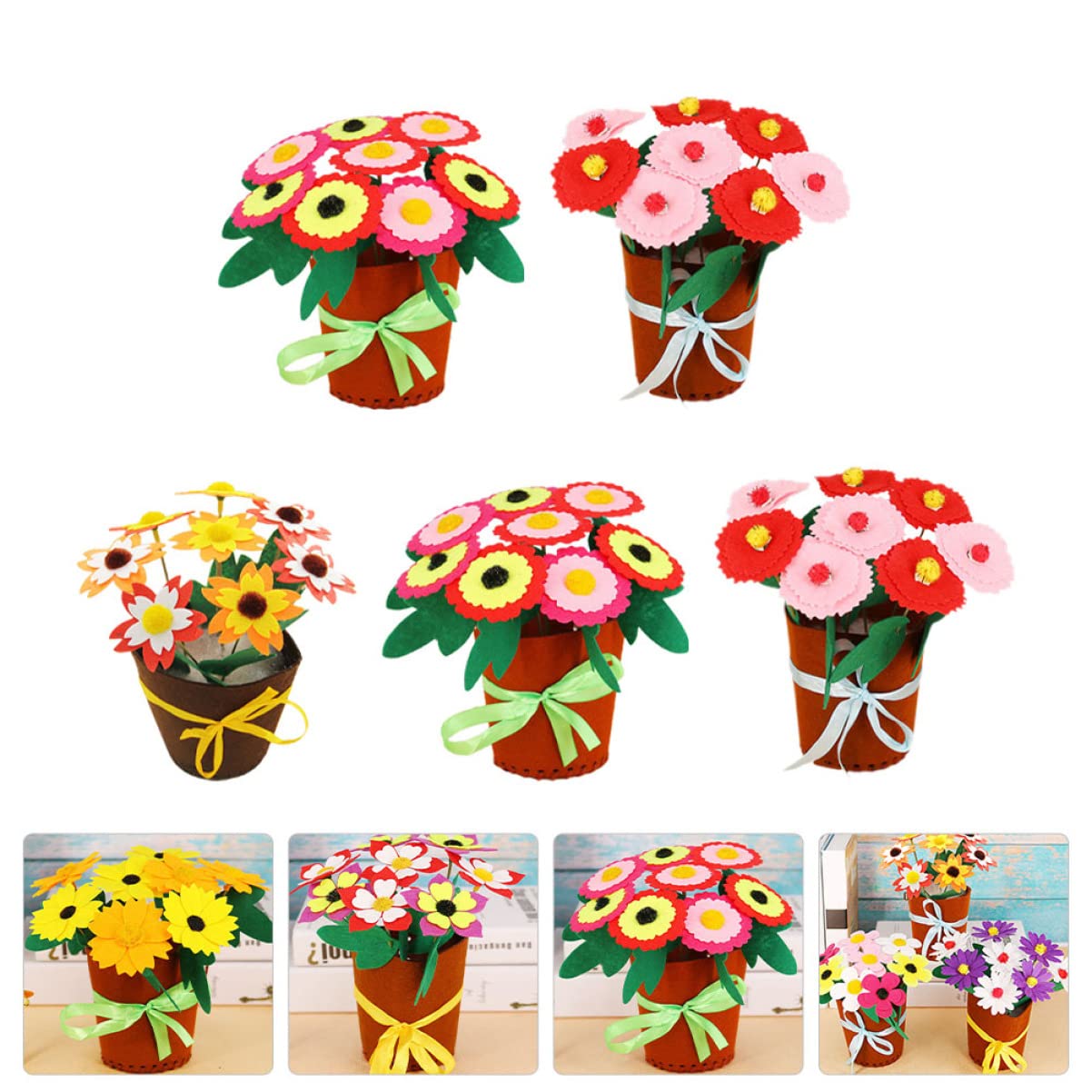 Veemoon DIY Flower Craft Kit 20 Sets Handmade Potting Material Bonsai Tree Artificial Child Non-Woven Fabric Handicraft Materials