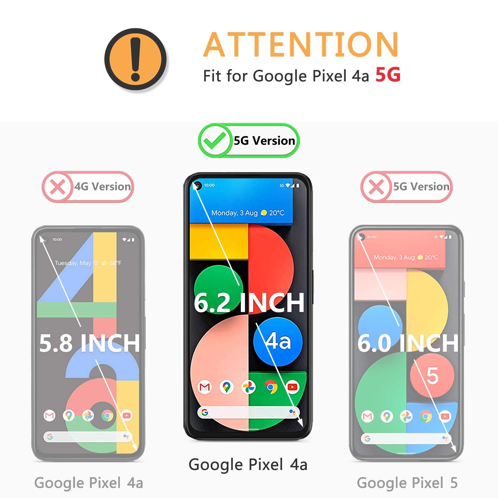OMOTON [3-Pack Screen Protector for Google Pixel 4a 5G 6.2 Inch [Not Fit for Pixel 4a 4G], Tempered Glass Screen Protector for Google Pixel 4a 5G 2020 Released, Bubble Free/Alignment Frame