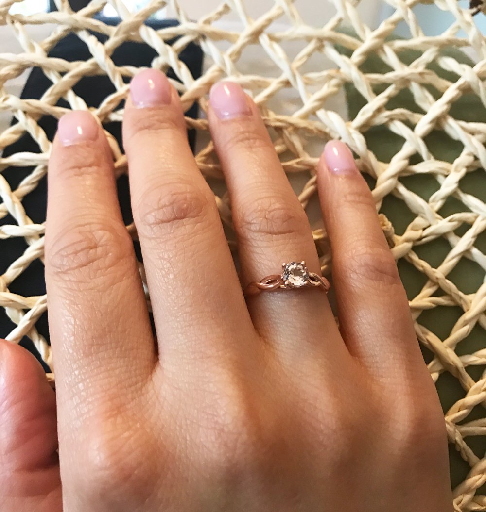 Natural Moragnite Infinty Style Solitaire Engagement Ring in 10K Rose Gold (5.5, 0.45)