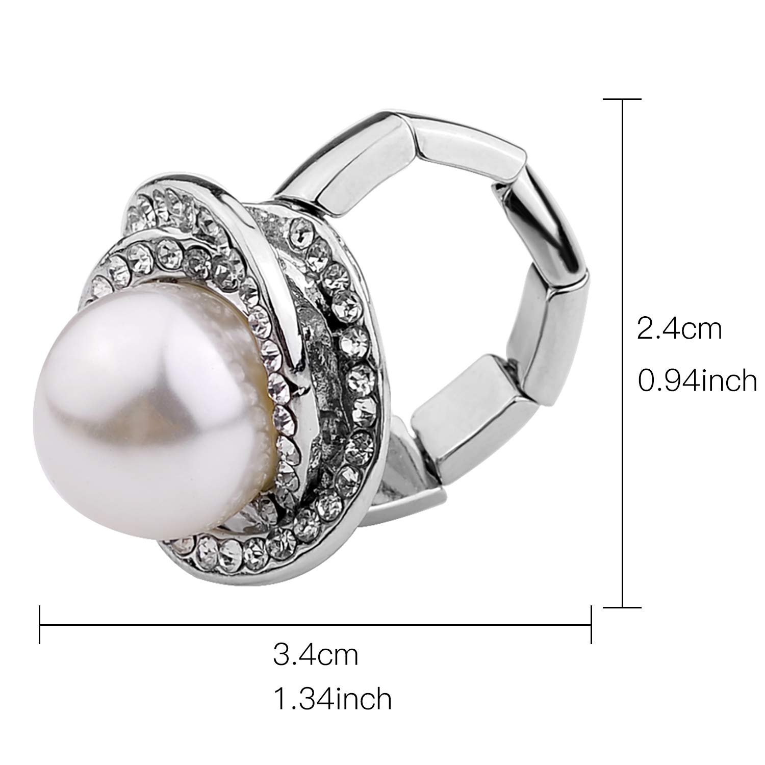 Nicole Miller New York Silvertone Adjustable Stretch Fashion Ring with Twisted Top White Pearl