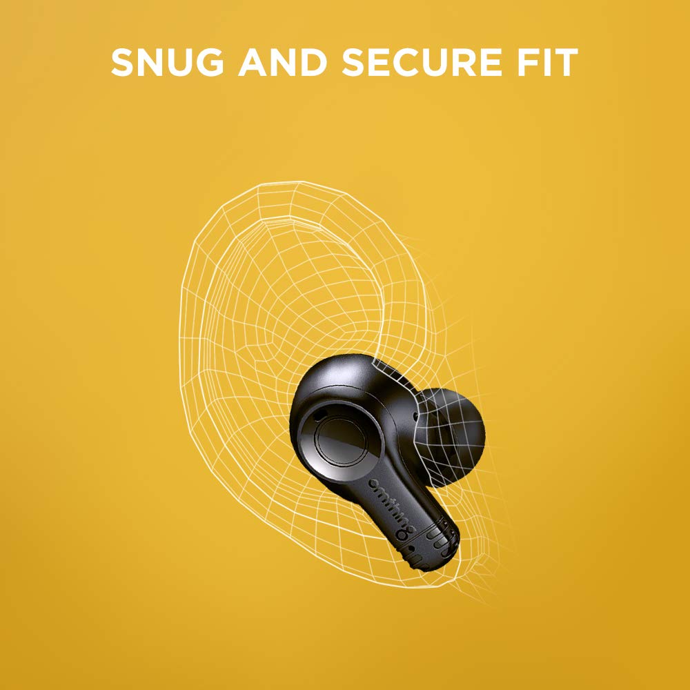 omthing Airfree Model EOOO2BT - in-Ear Headphones with 4 environmetal Noise Cancellation Microphones - Bluetooth 5.0 - Earbuds Earphones - Black