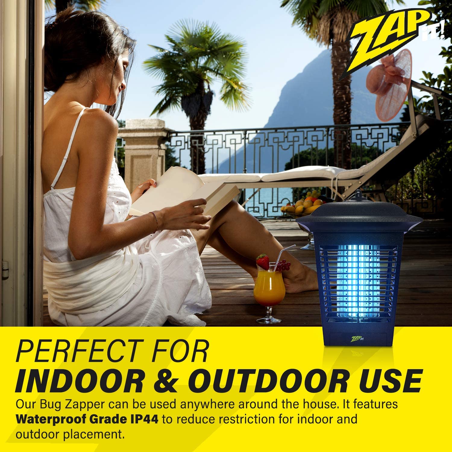 ZAP IT! Electric Bug Zapper Lantern - Indoor and Outdoor Plug-in 360 Degree Mosquito Control, Insect and Fly Killers | UV Light and Electric Shock Mosquito Killer Lamp | Includes Bug Collector