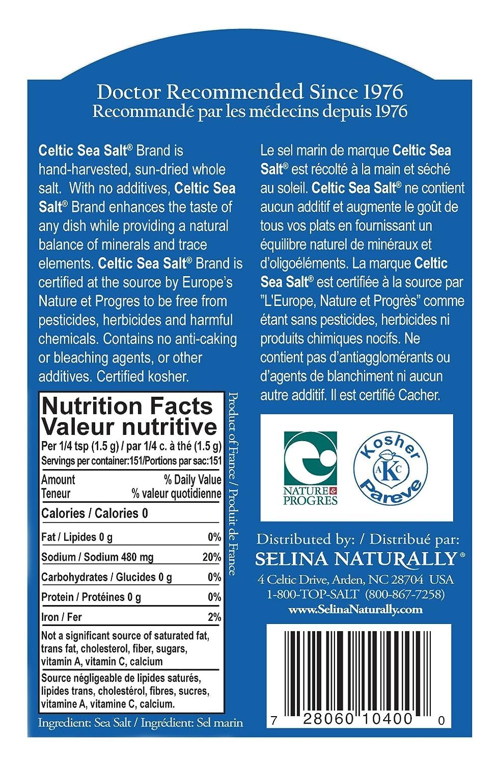 Natural Sea Salt Light Grey Celtic 1/2 Pound Bag Vital Mineral Blend - 227g / 1/2 lb Resealable Bag Unrefined Mineral Salt Kosher Certified
