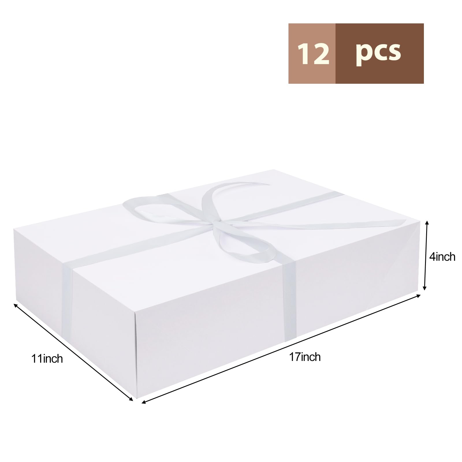 Moretoes 12 Pack Large Gift Boxes with Lids and Extra Depth (X-Large Shirt Robe Boxes Bulk for Wrapping Gifts) for Christmas Presents, Holidays, Birthdays (17 x 11 x 4)