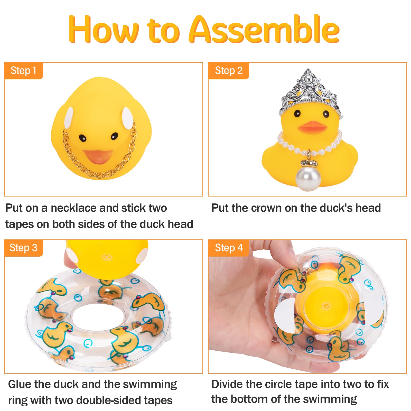 wonuu Car Duck Rubber Duck Car Ornaments Duck Car Dashboard Decorations with Mini Crown and Necklace, C-Male Crown