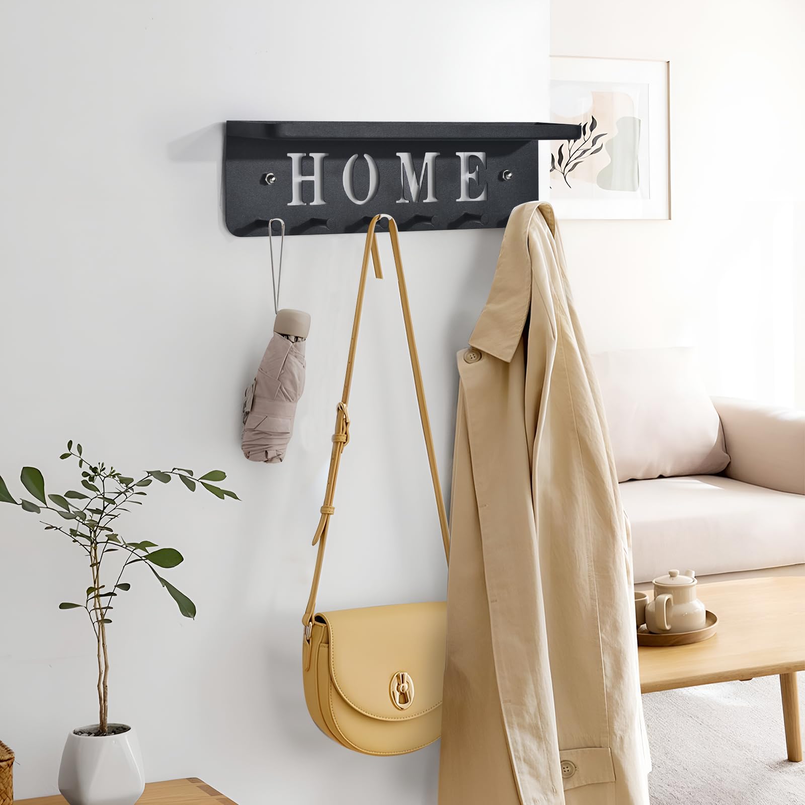 MiniTeasure Iron Key Holder, Wall Mount Key Rack with 8 Hooks, Mail Organizer for Entryway, Hallway, Office, 10x2.4x3.2 inches