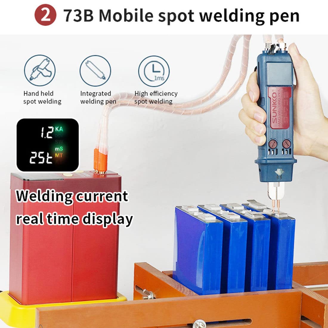 ZWJABYY Industrial Energy Storage Battery Welding Machine,801D Battery Spot Welder,12Kw Pulse Spot Welder,Mini Portable Precision Battery Welding Equipment 110V-220V